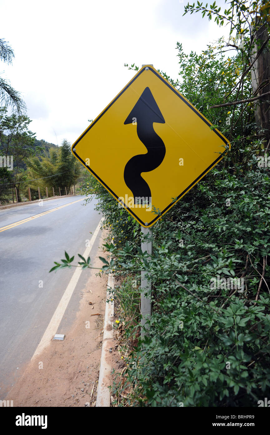 Road signs in the Vale das Videiras near Itaipava and Petropolis Brazil ...