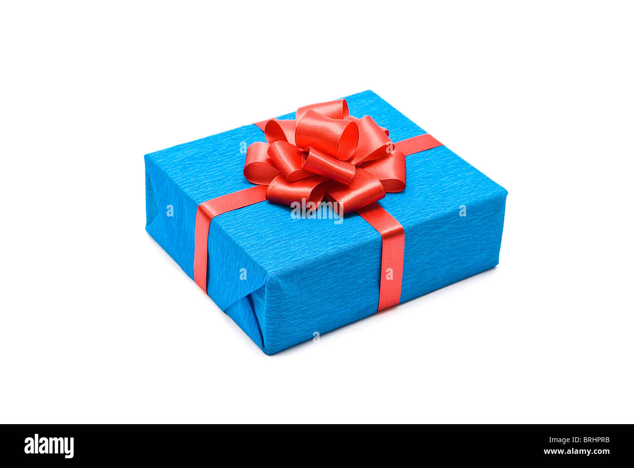 Blue gift red bow Cut Out Stock Images & Pictures - Alamy