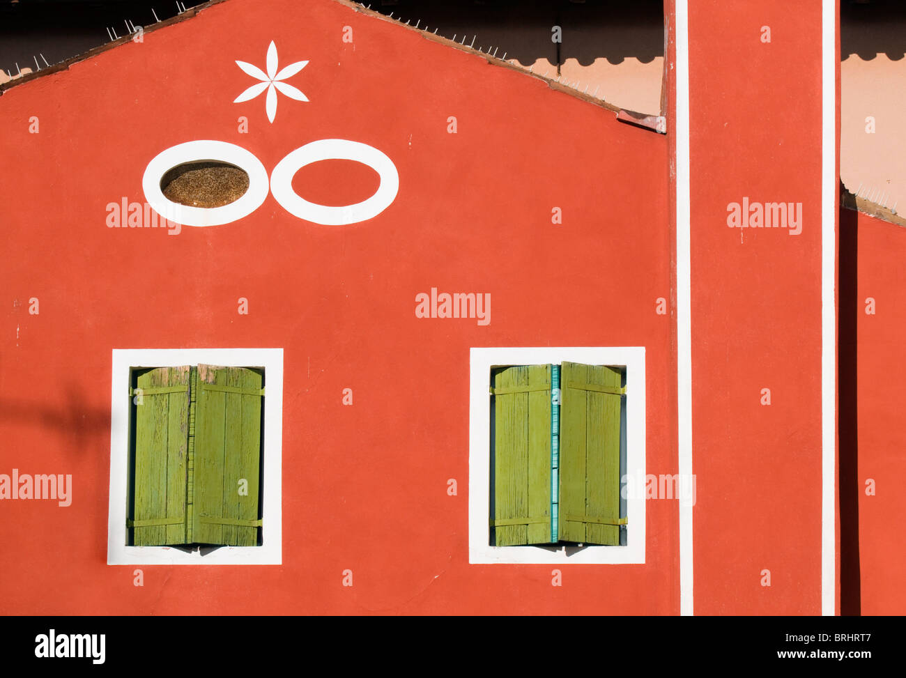 Red Facade of Brightly Painted Colourful House, Historic Town Centre of ...