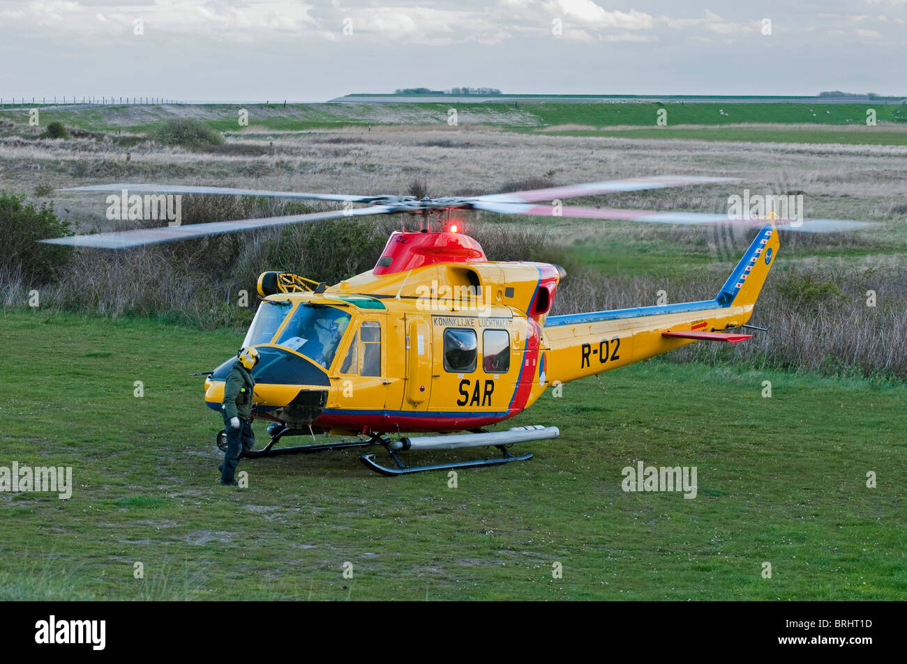 Rescue helicopter of the Dutch coast guard at Texel, the Netherlands ...