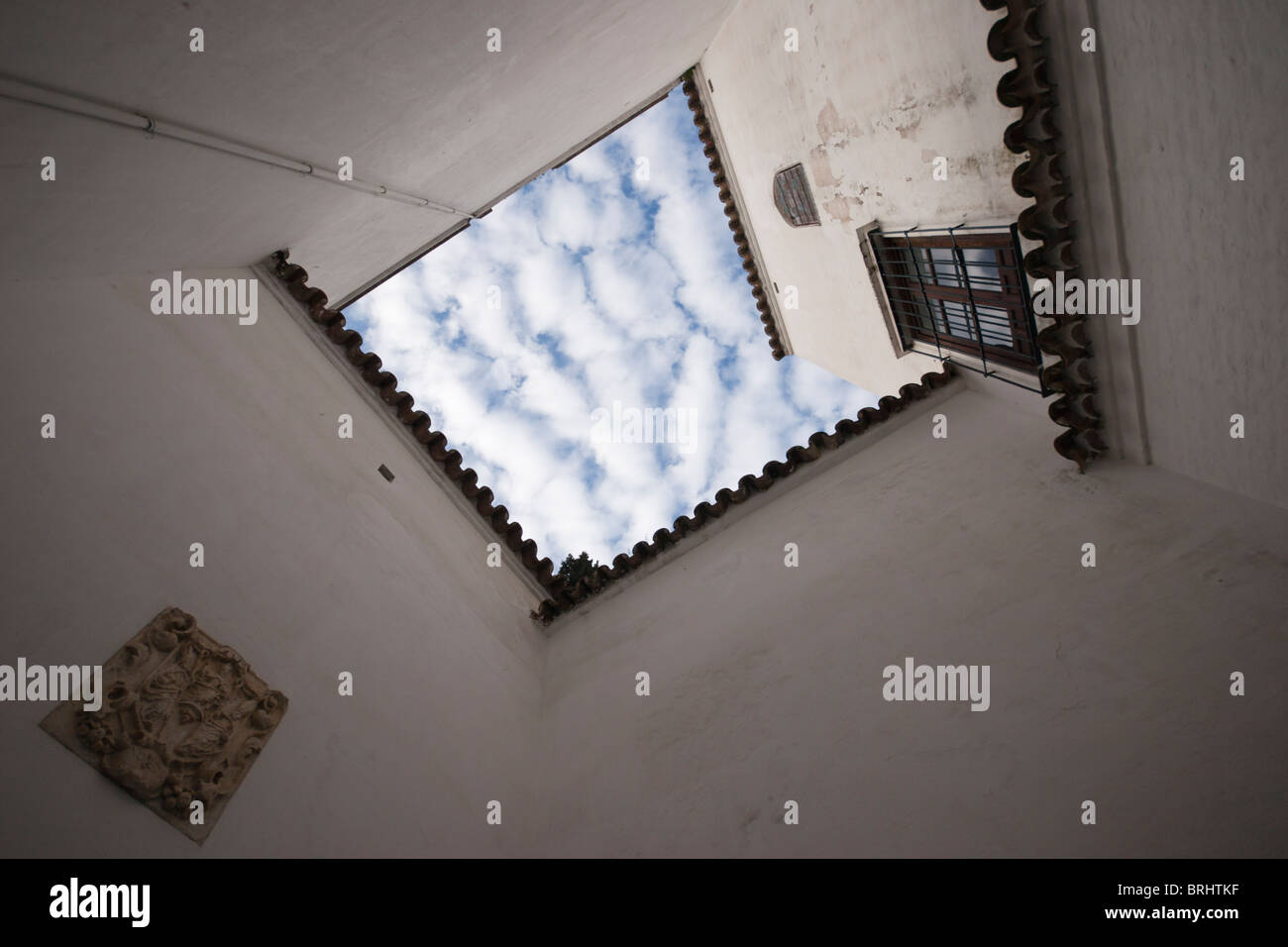 wide angle distortion of light well Stock Photo - Alamy