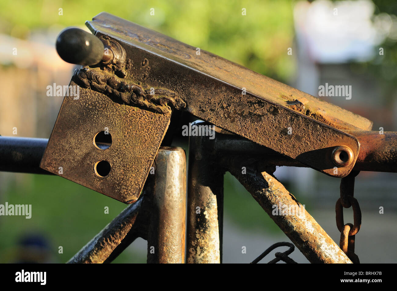 Homemade old gate lock Stock Photo - Alamy