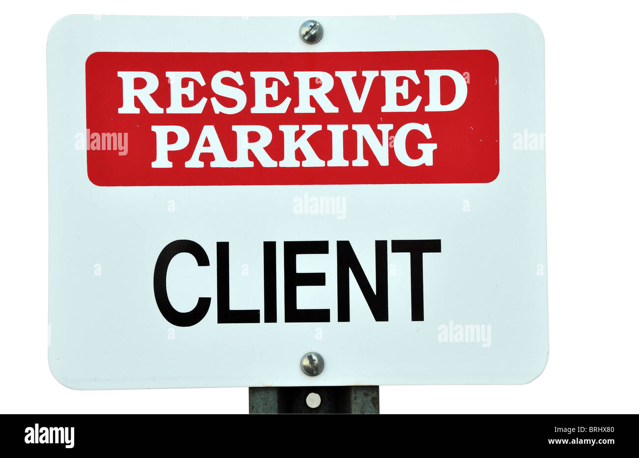 Reserved parking for client sign. Isolated on white background with ...