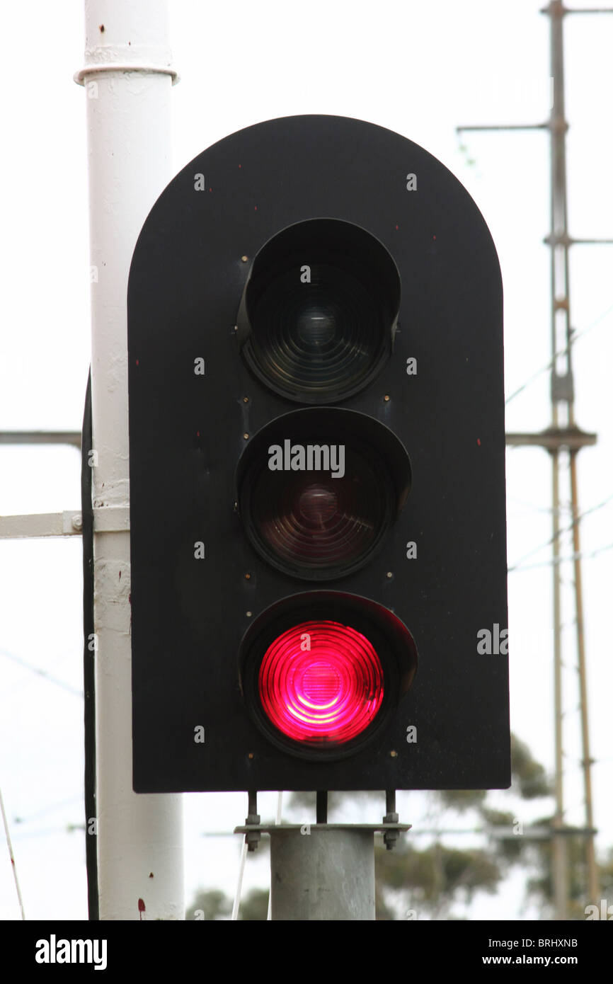 BLACK INDICATOR LIGHT WITH RED STOP LIGHT SHOWING VERTICAL BDB Stock ...