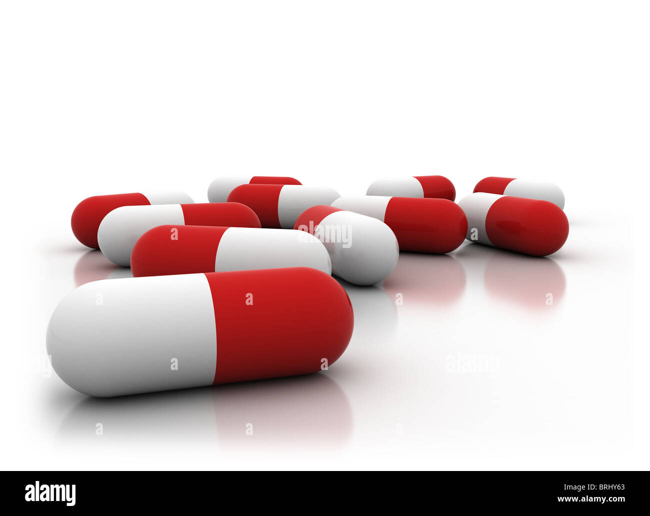 3D illustration of red pills on white background Stock Photo - Alamy