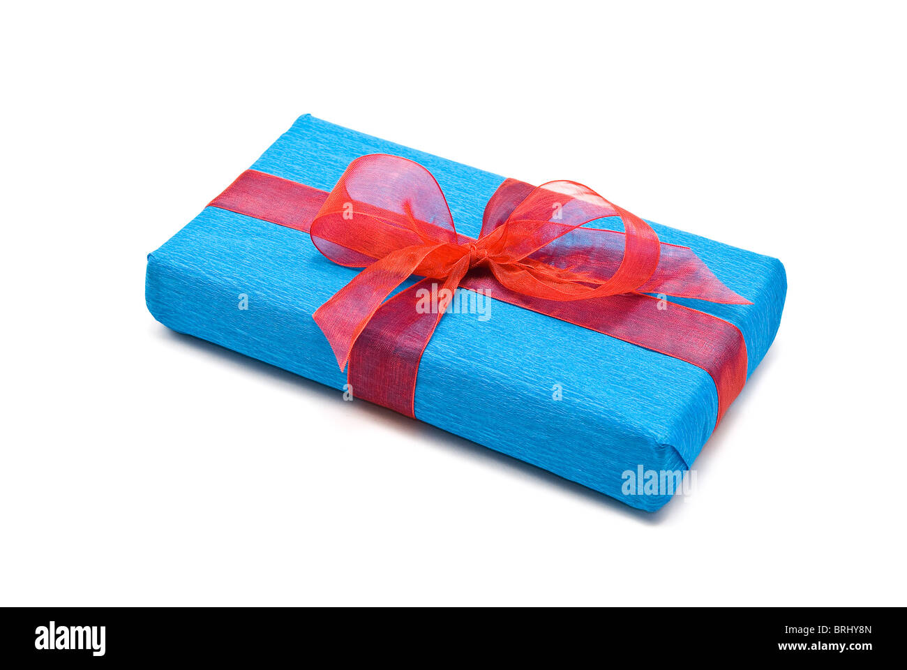 Blue gift red bow Cut Out Stock Images & Pictures - Alamy