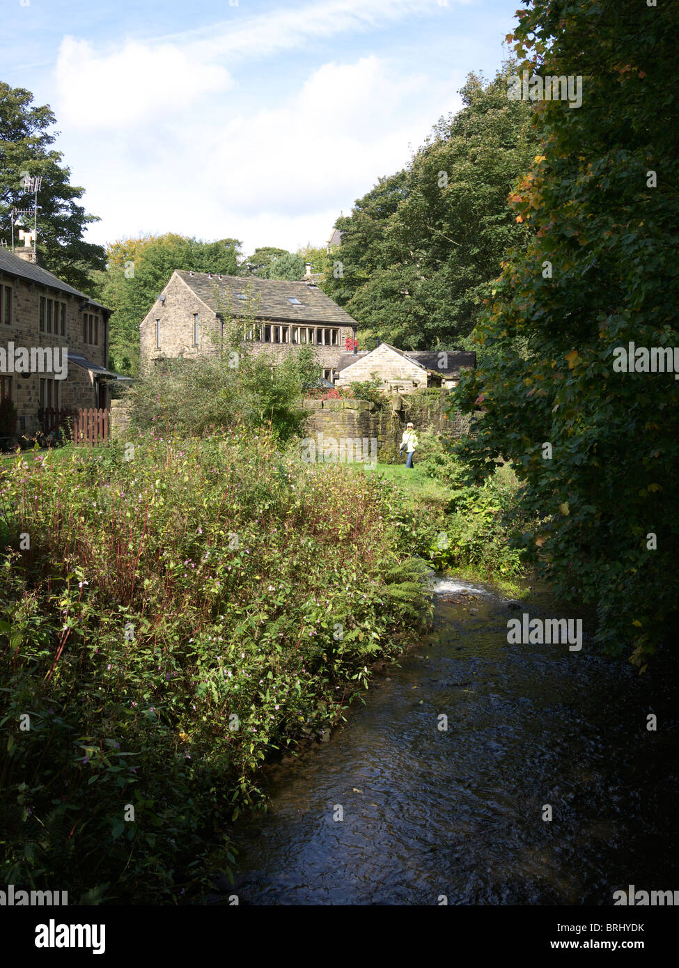 Delph village and River Tame, Saddleworth, Oldham, Lancaashire, England ...