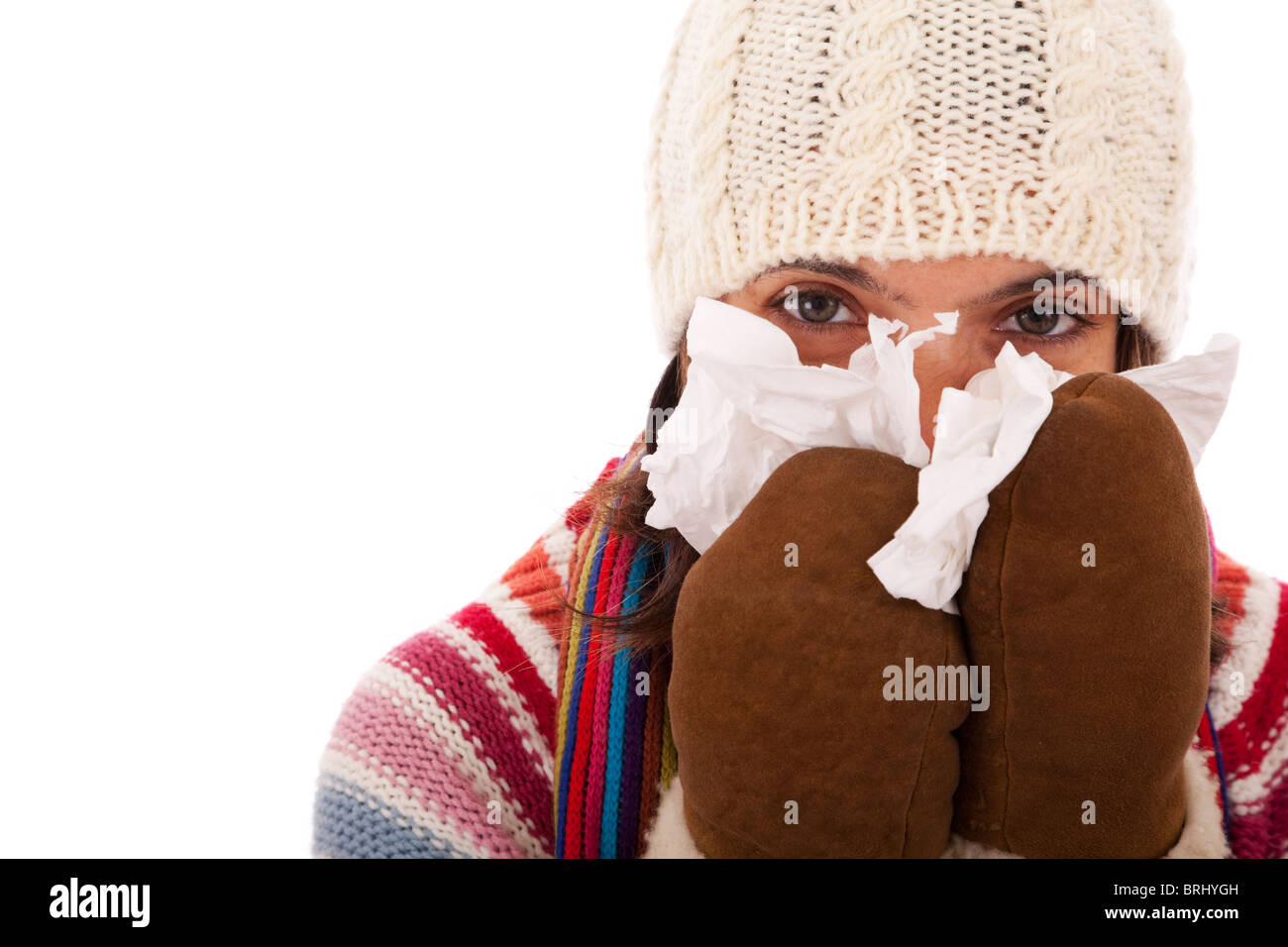 woman with flu symptom (isolated on white Stock Photo - Alamy