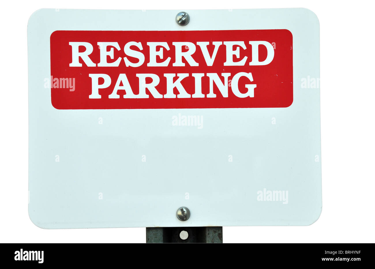 Blank reserved parking sign. Isolated on white background with clipping ...