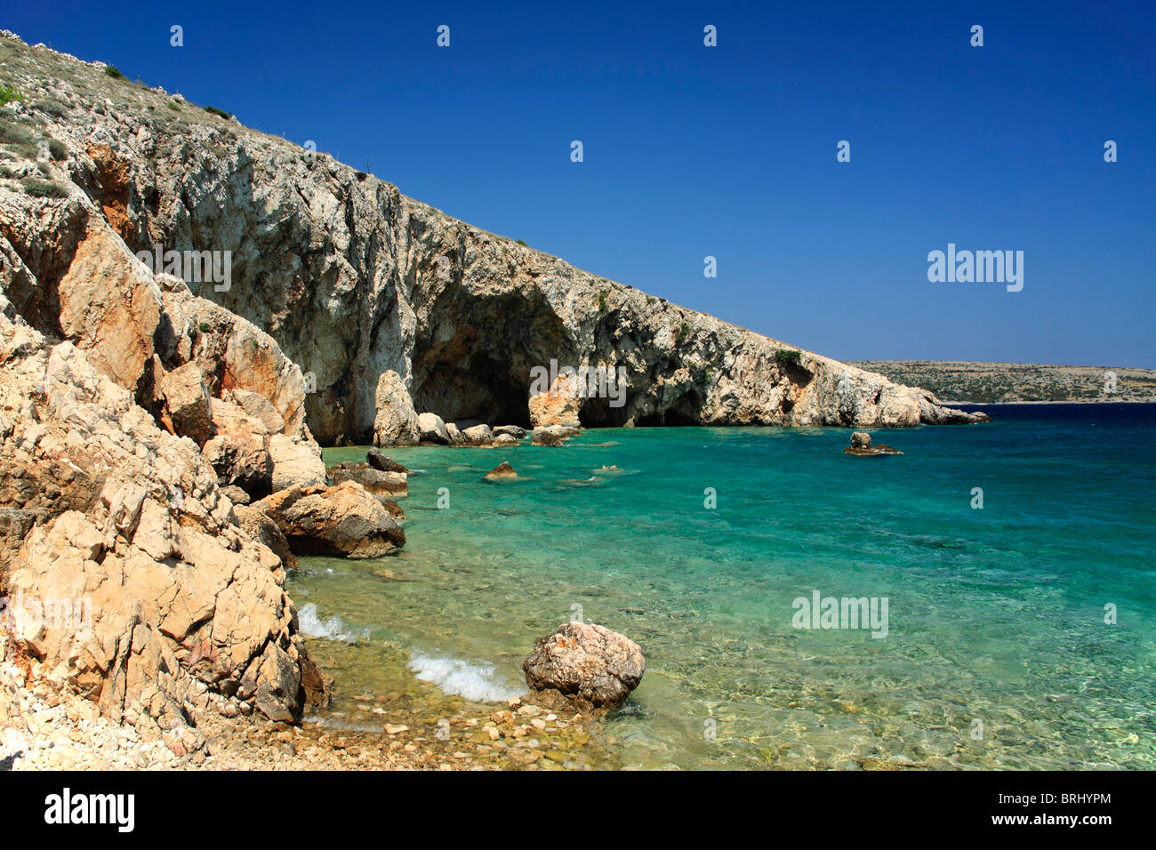Cliffs in Koromacna Bay near Belej village on Cres Island, Croatia ...