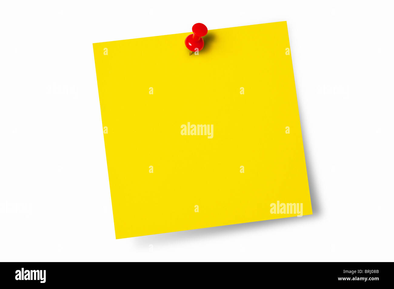 Yellow Post-it with Push Pin Stock Photo - Alamy