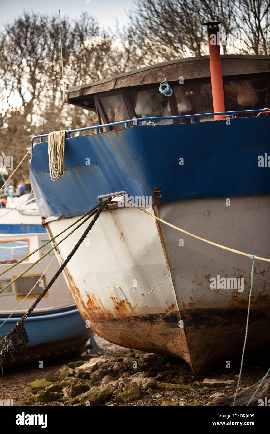 An old house boat at Fremington Quay on the Tarka Trail cycle route ...