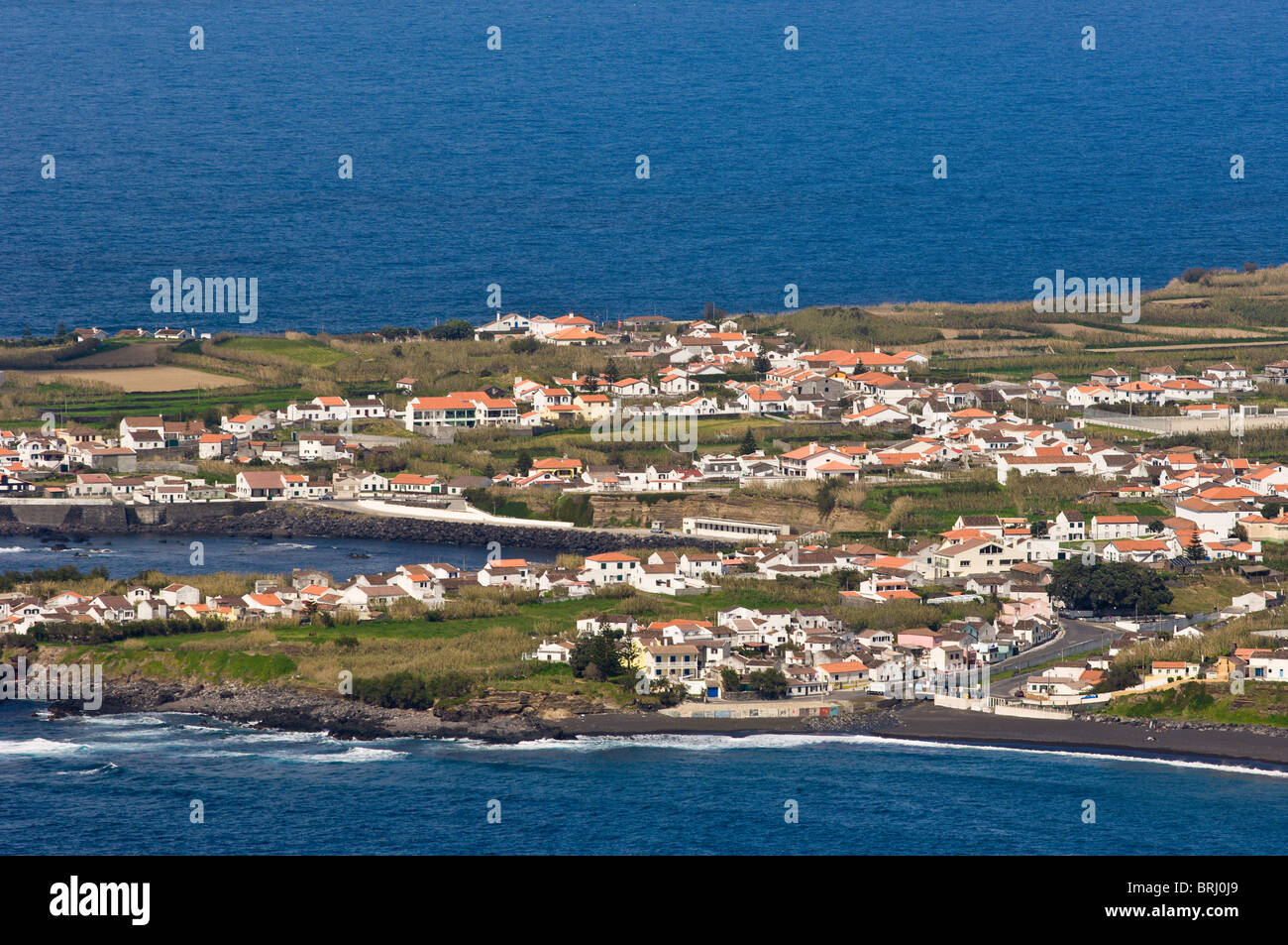 Coastal village of Mosteiros, San Miguel, Azores, Portugal Stock Photo ...