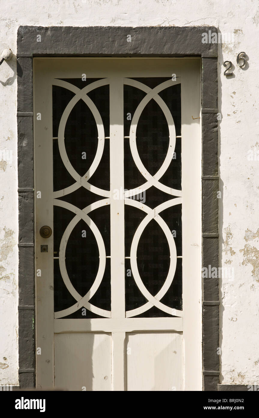 Ornate front door doorway in Sete Cidades, San Miguel, Azores, Portugal ...