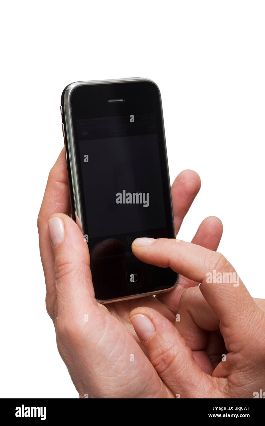 hand holding iphone Stock Photo - Alamy