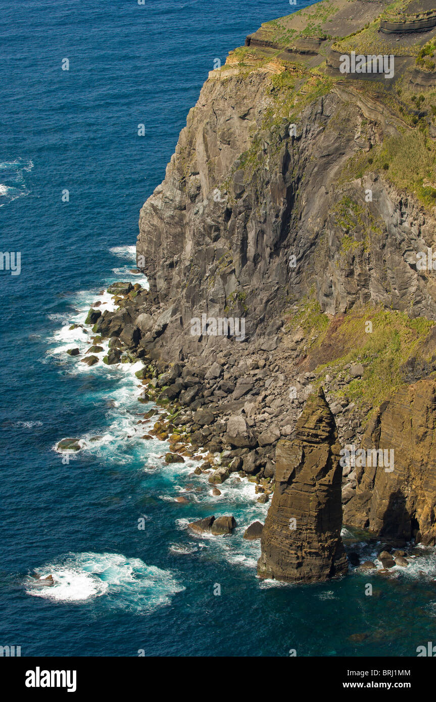 San Miguel, Azores, Portugal. Coastline around the village of Mosteiros ...
