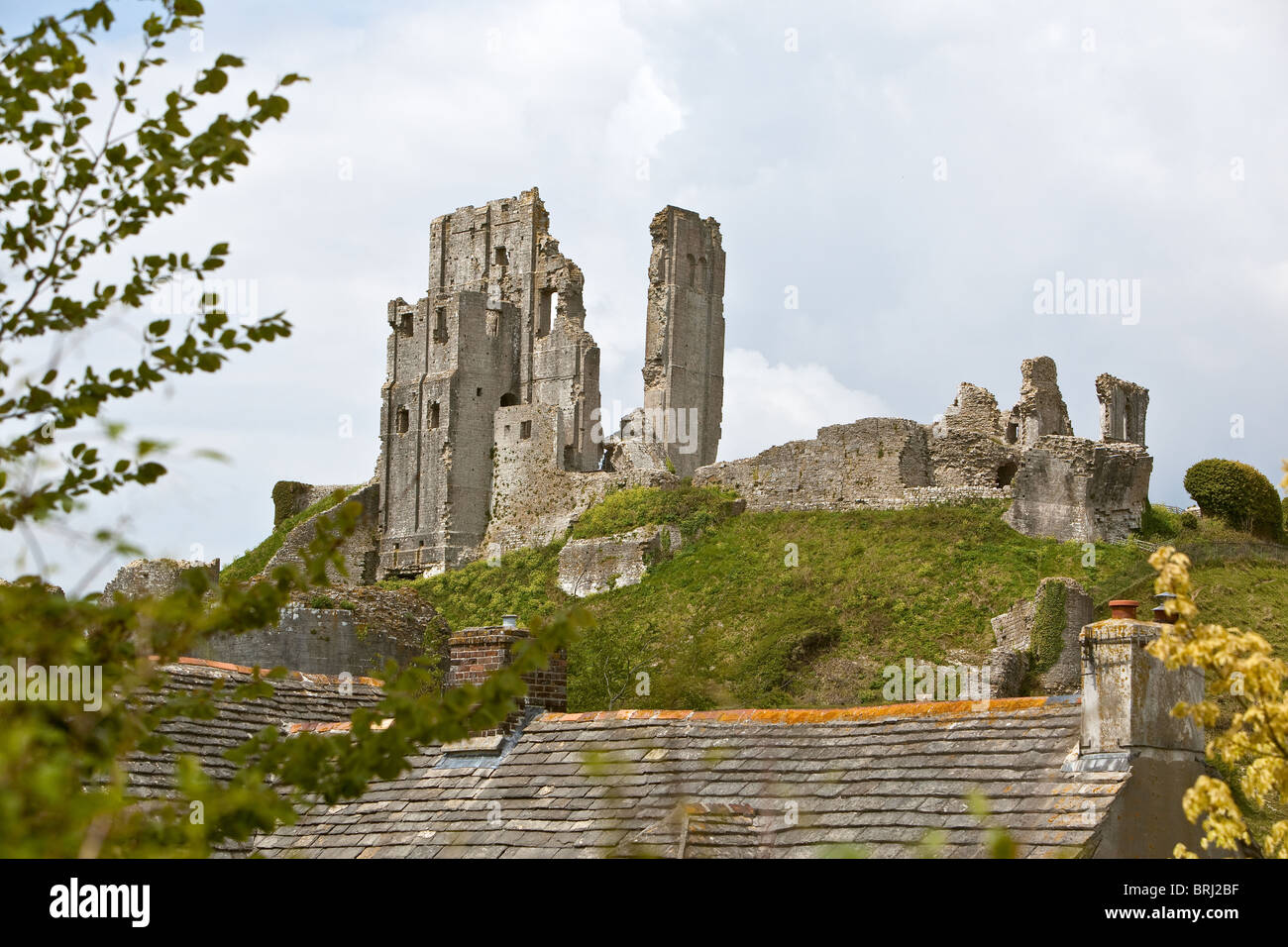 Corfe castle ruins and tourists hi-res stock photography and images - Alamy