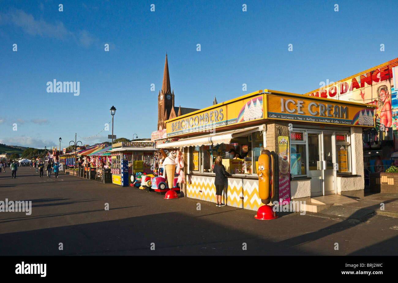 Sea frontage with amusements of seaside resort Largs in North Ayrshire ...