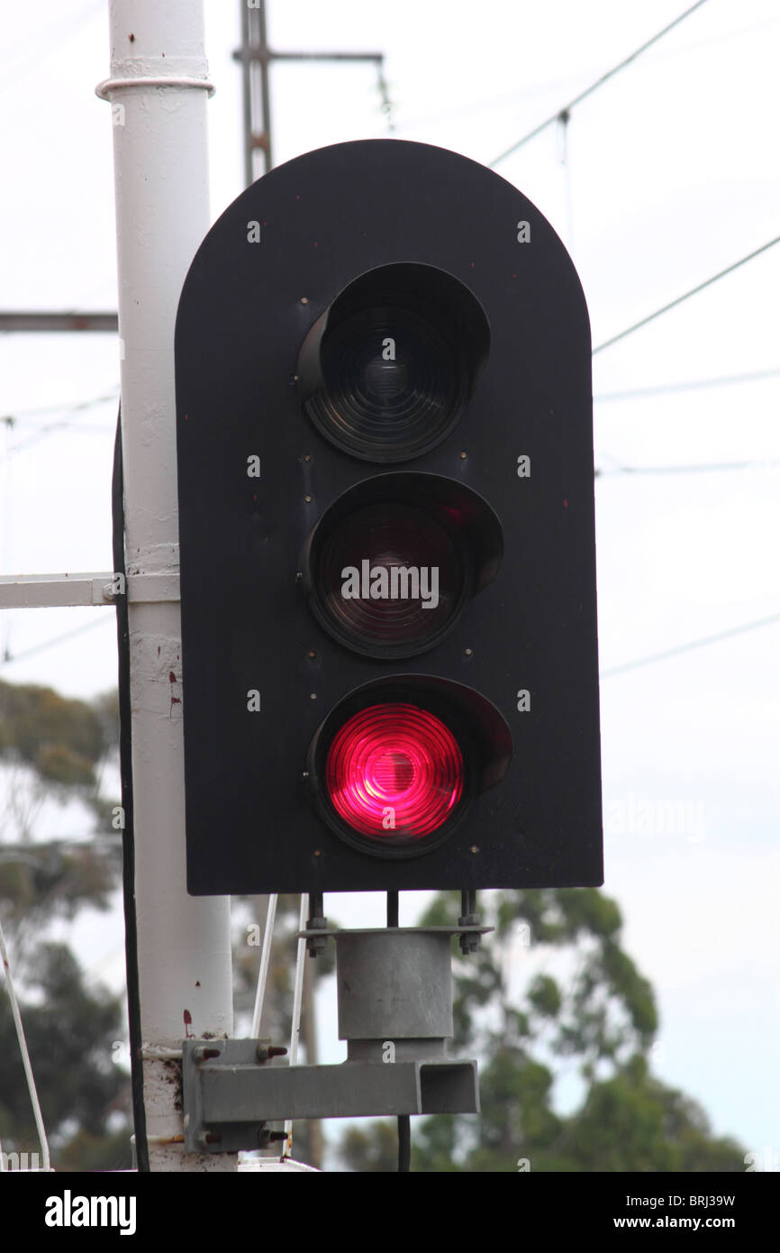 BLACK INDICATOR LIGHT WITH RED STOP LIGHT SHOWING VERTICAL BDB Stock ...