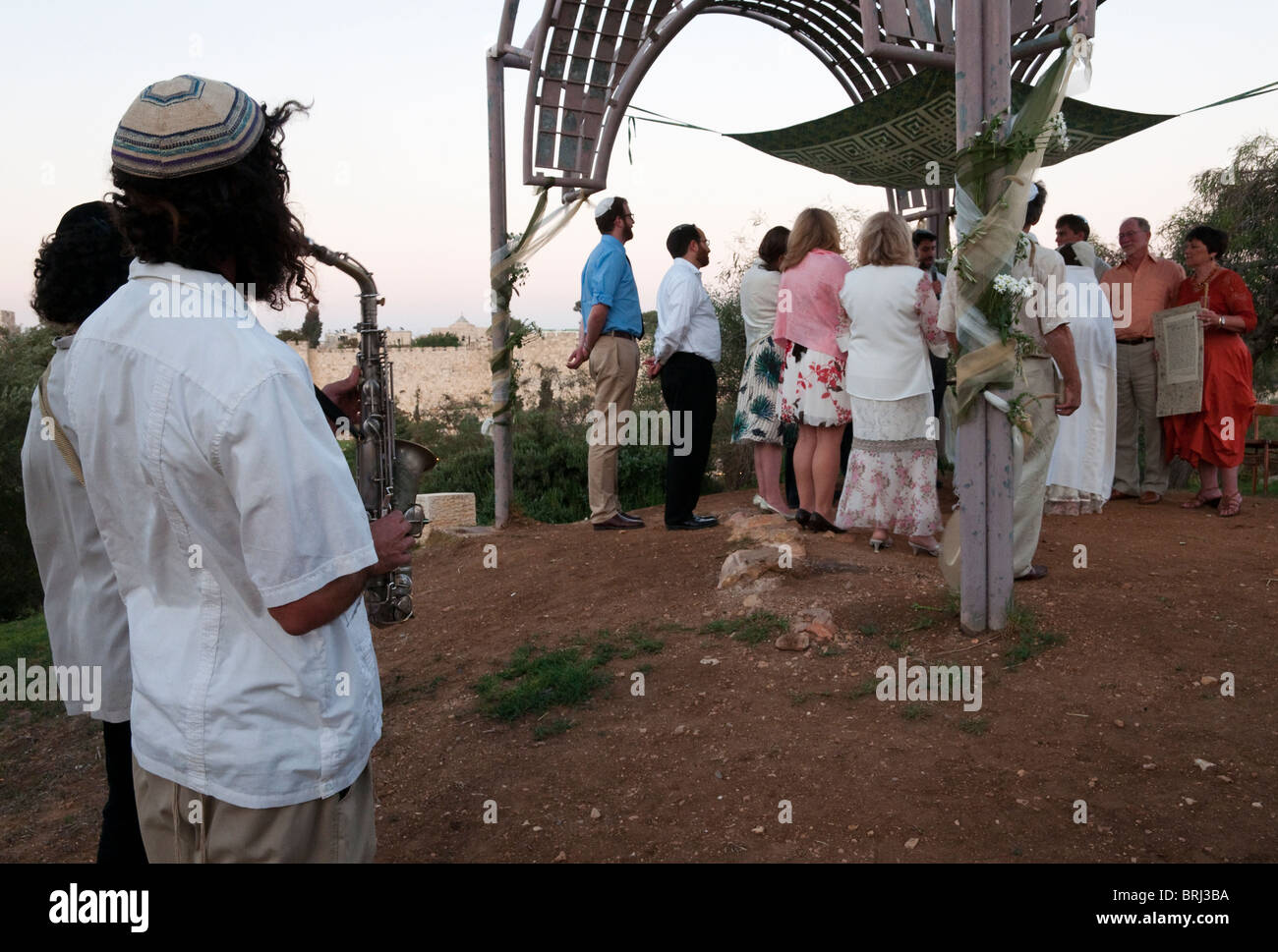 Israel. Jerusalem. Yemin Moshe neighbourhood. Hupa. wedding celebration ...