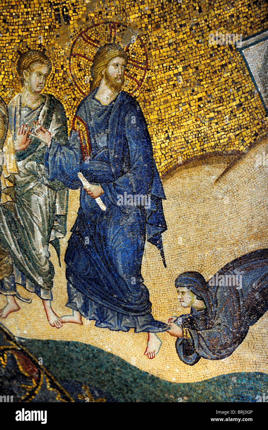 A mosaic entitled 'The Samaritan Woman' in the Chora Church in Istanbul ...