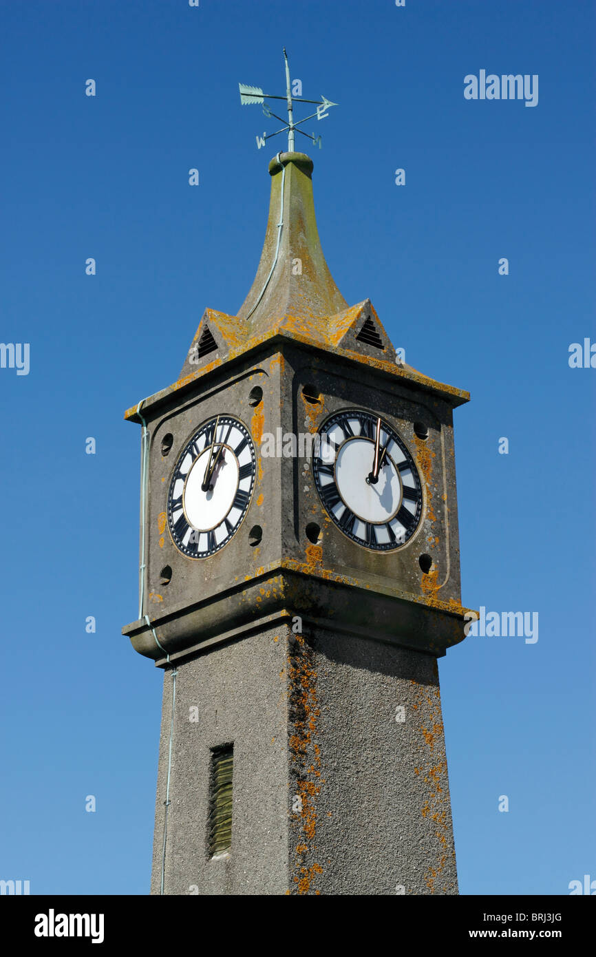 St. Just war memorial clock tower and weather vein, Cornwall UK Stock ...