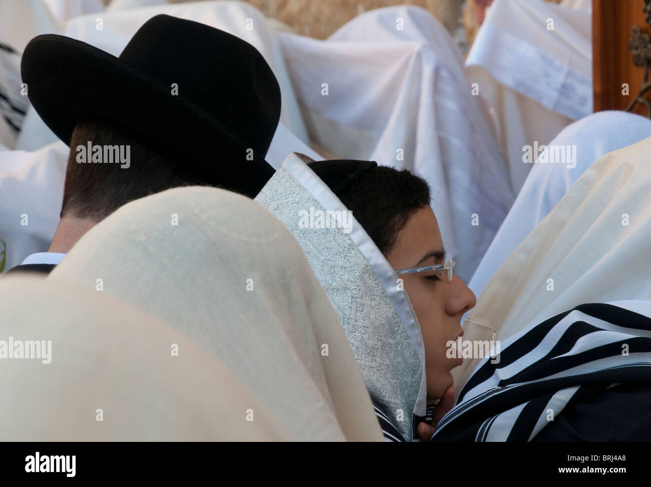 Cohen's Benediction. Jews praying with prayer shawls at western wall ...