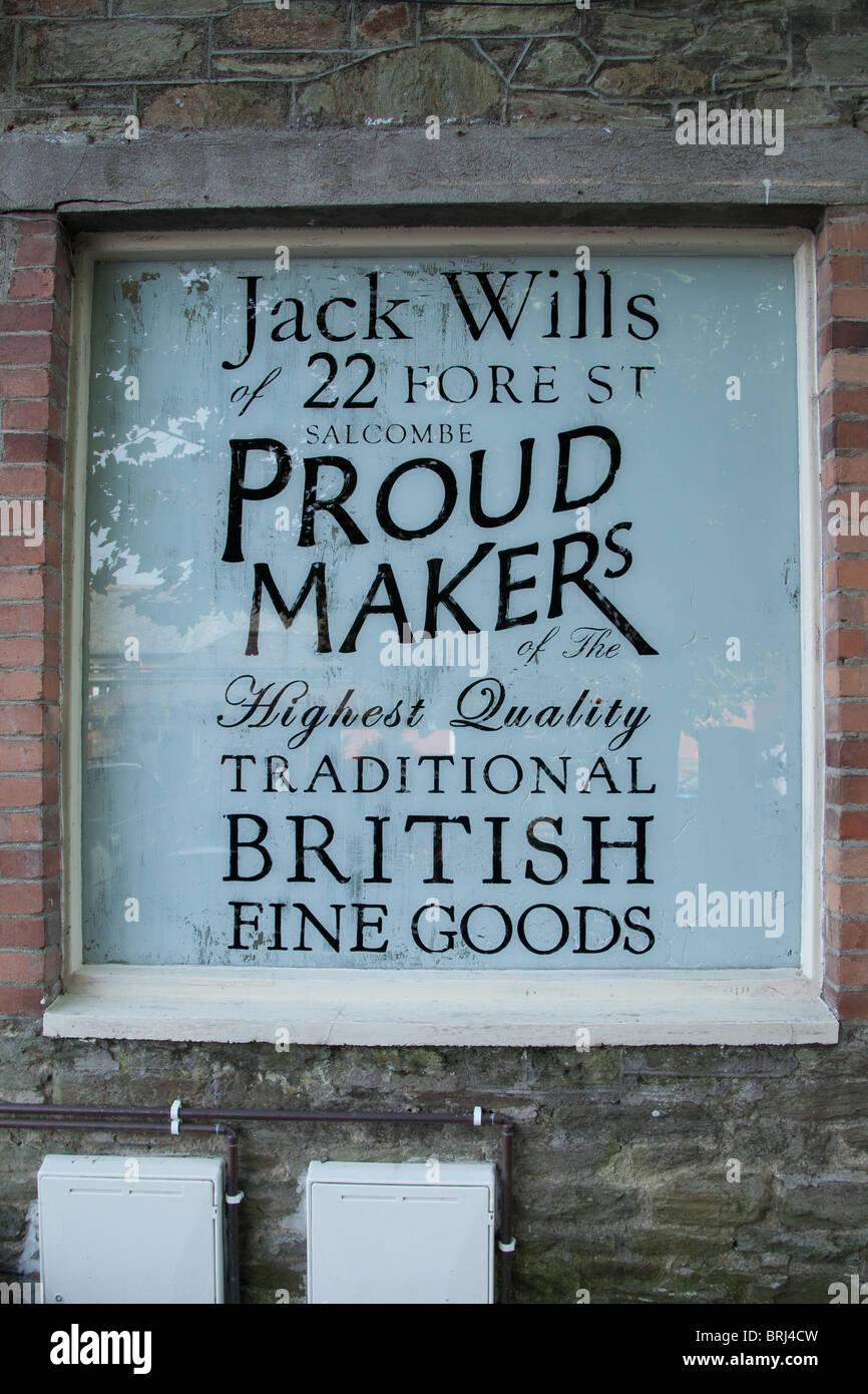 Shop sign "Jack Willis" Salcombe, Devon, England, United Kingdom Stock ...