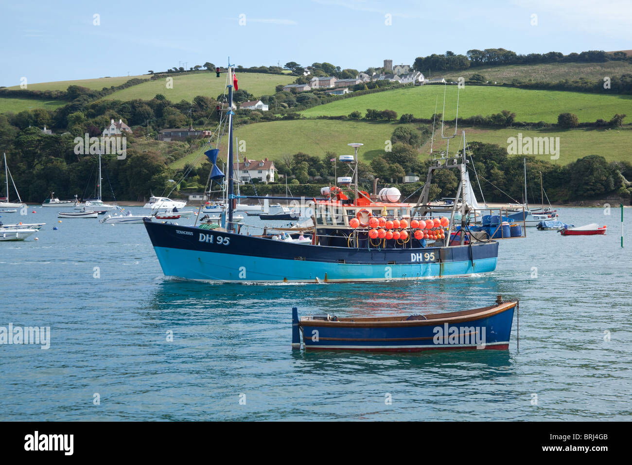 Fishing boat in Salcombe harbour, Salcombe, Devon, England, United ...