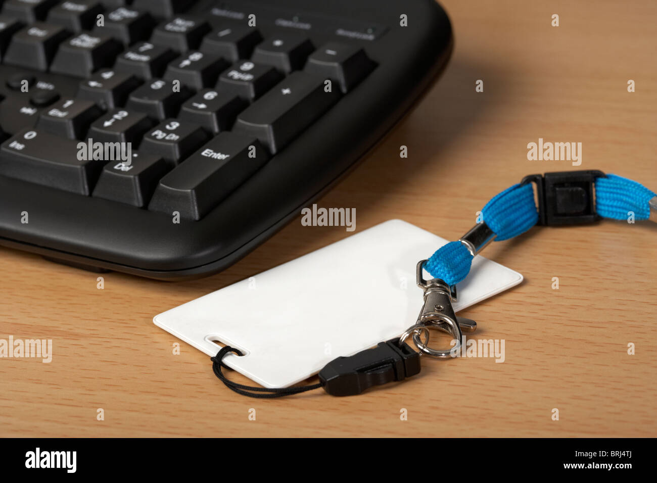 personal data security building pass on desk in front of computer ...