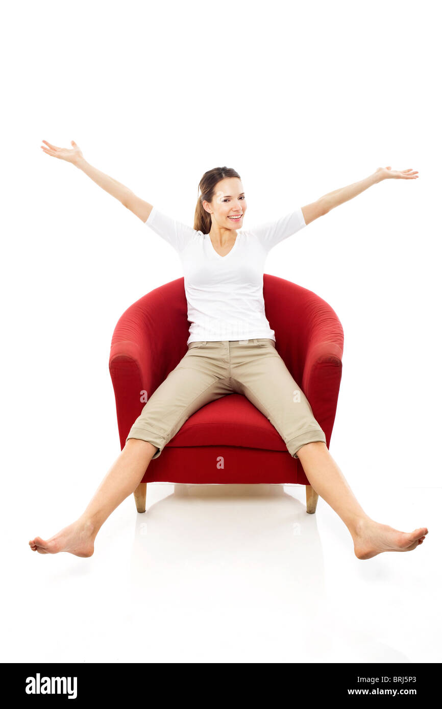 Woman relax chair Cut Out Stock Images & Pictures - Alamy