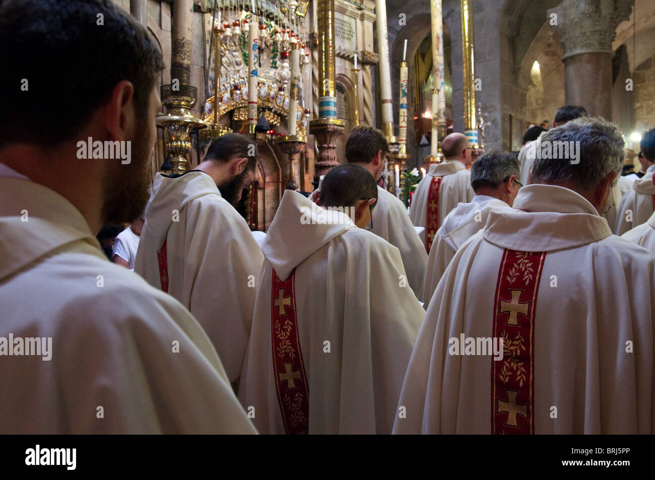 Jerusalem. Corpus Christi latin celebration at the end of the priestly ...