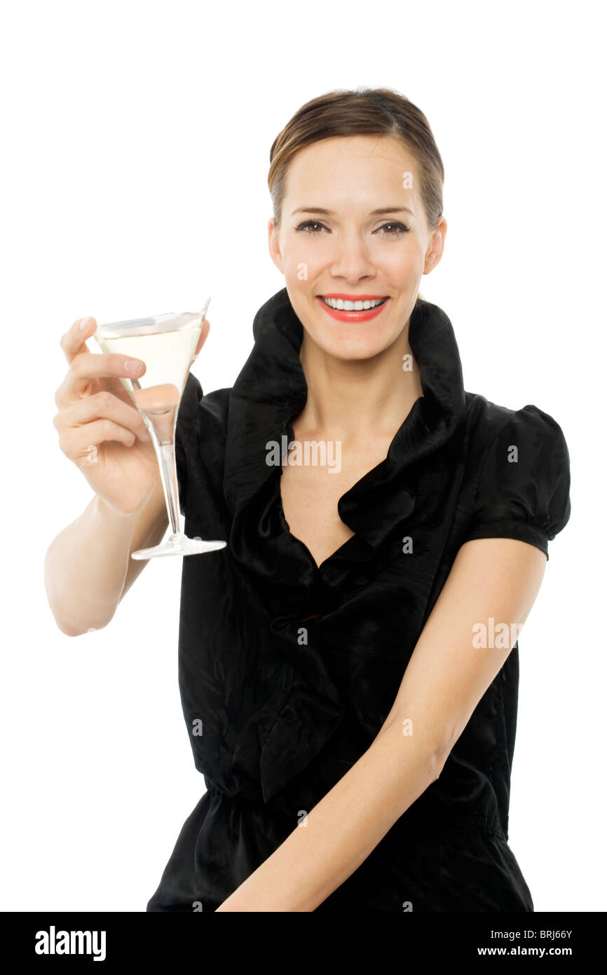 elegant young woman drinking a cocktail Stock Photo - Alamy