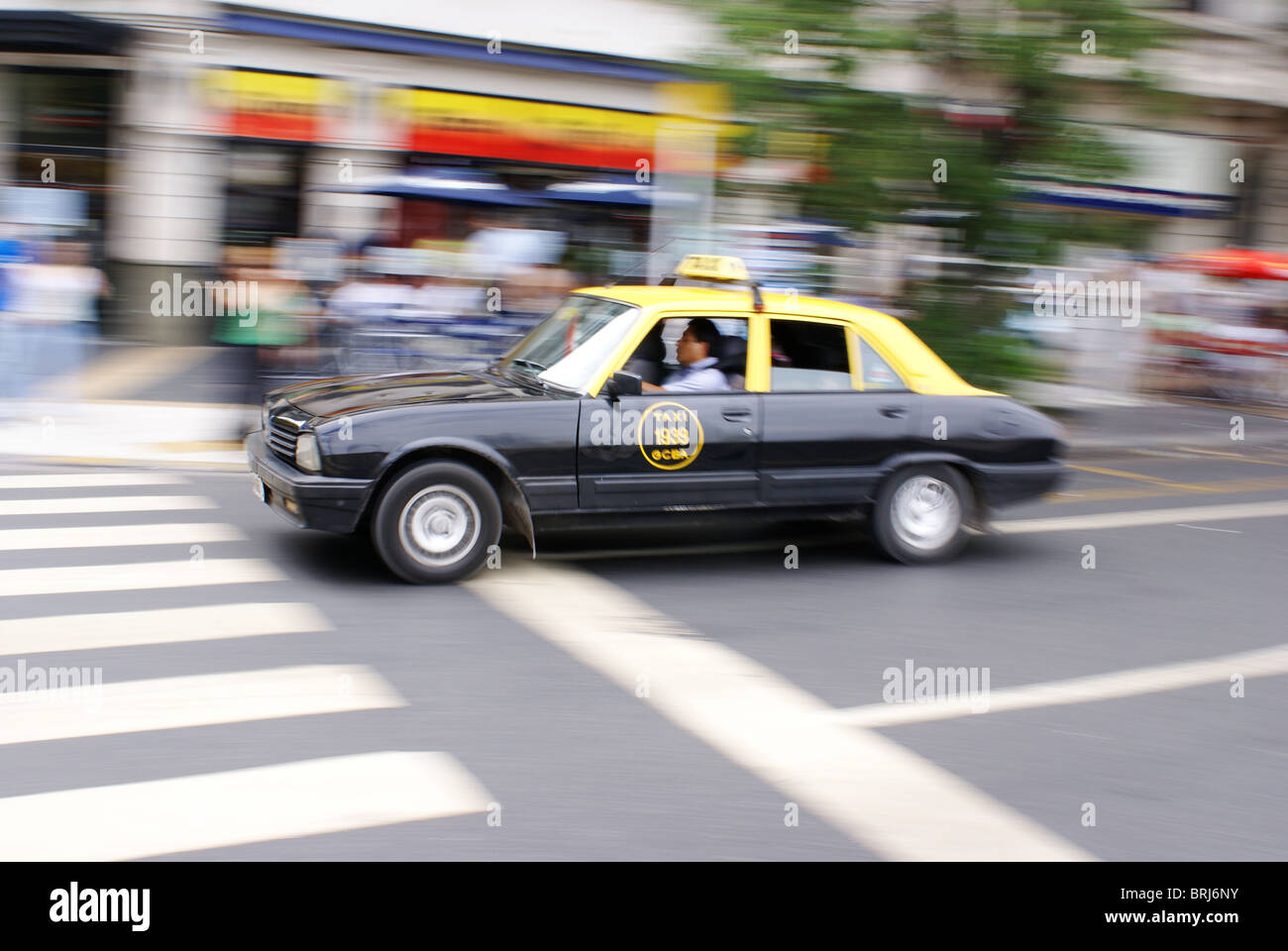 Speeding taxi in Buenos Aires, Argentina Stock Photo - Alamy