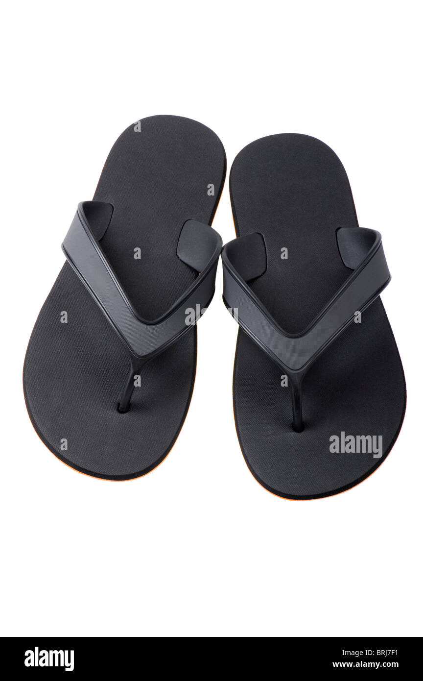 object on white - flip flops close up Stock Photo - Alamy