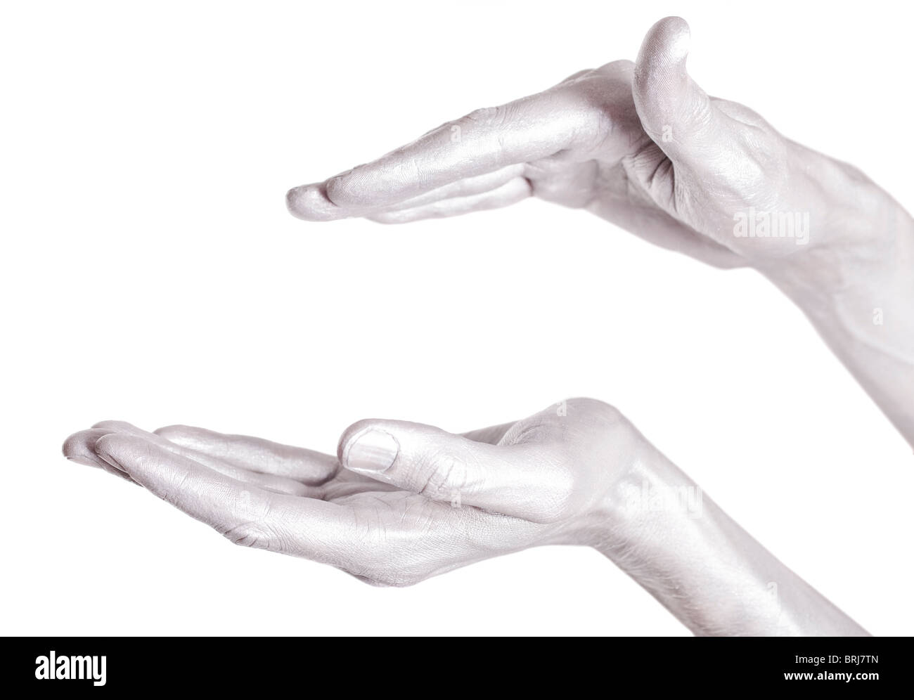 two beautiful male silver hands isolated on white background Stock ...