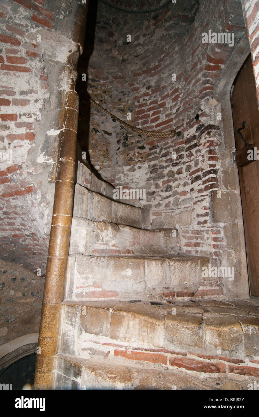 Anti-clockwise spiral staircase at Framlingham castle Stock Photo - Alamy