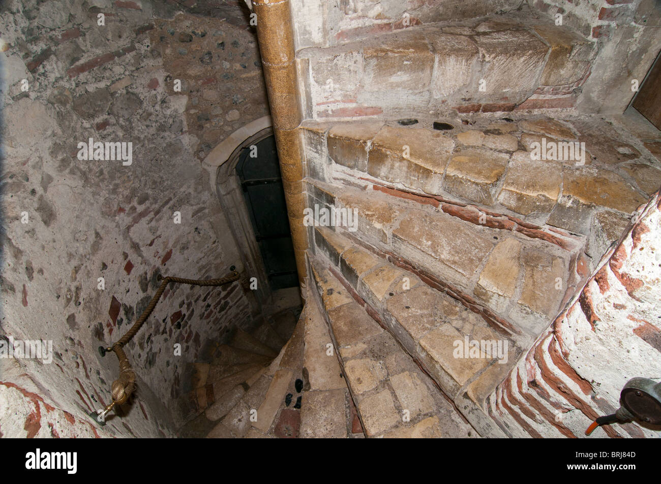 Anti-clockwise spiral staircase at Framlingham castle Stock Photo - Alamy