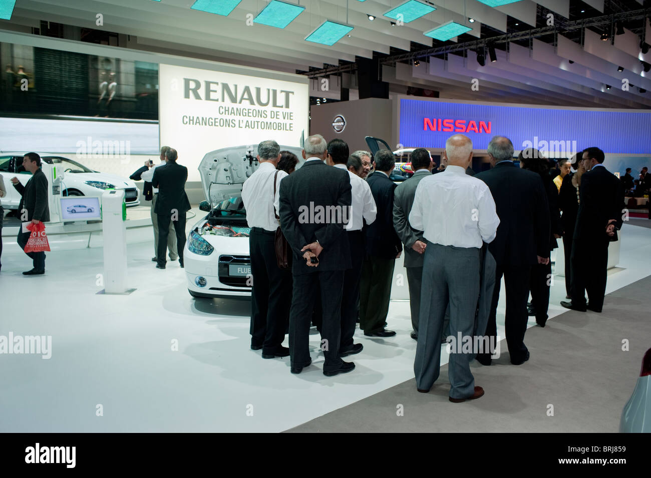 Paris, France, Large Crowd People, Paris Car Show, Businessmen Visiting ...