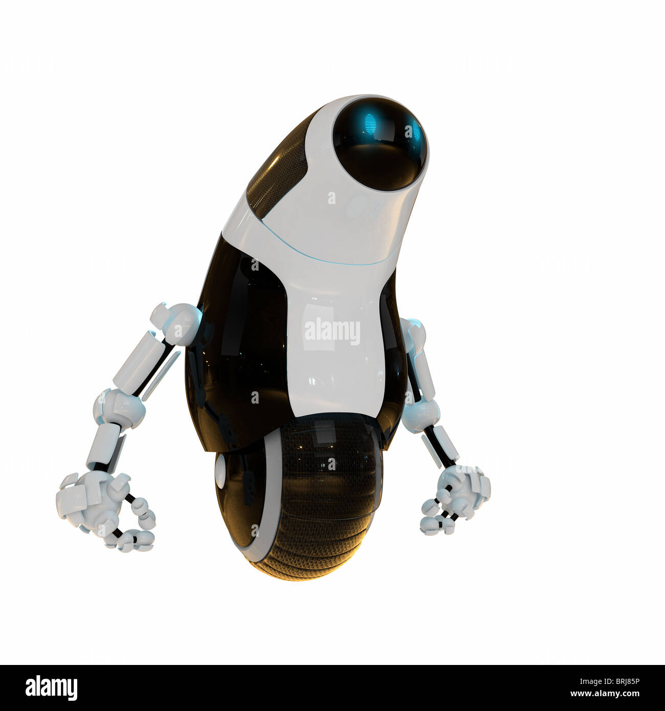 Cute robot on one wheel. Cyber remote toy with one wheel and cute blue ...
