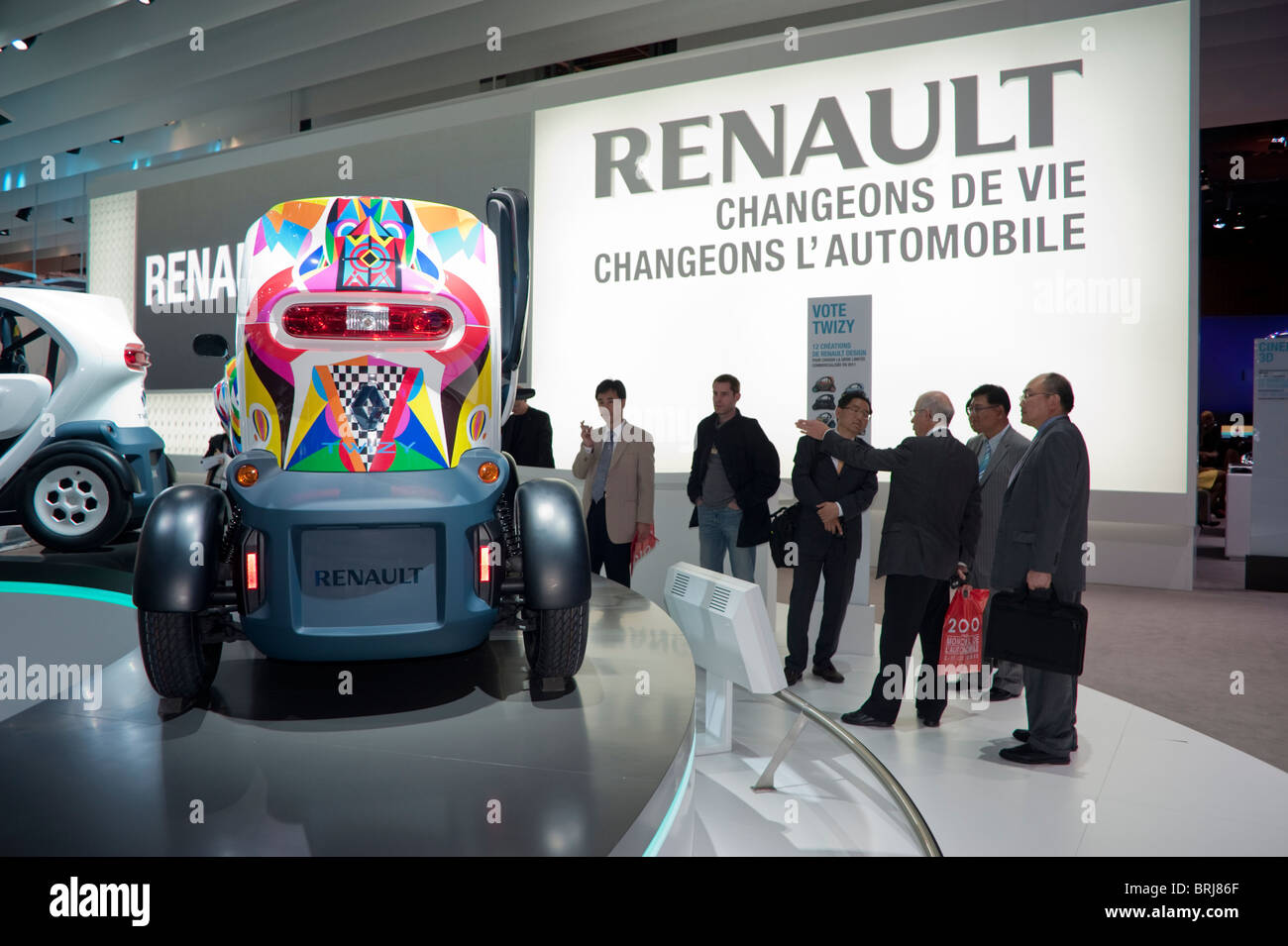 Paris, France, Medium Crowd people Visiting Paris Car Show, Electric ...