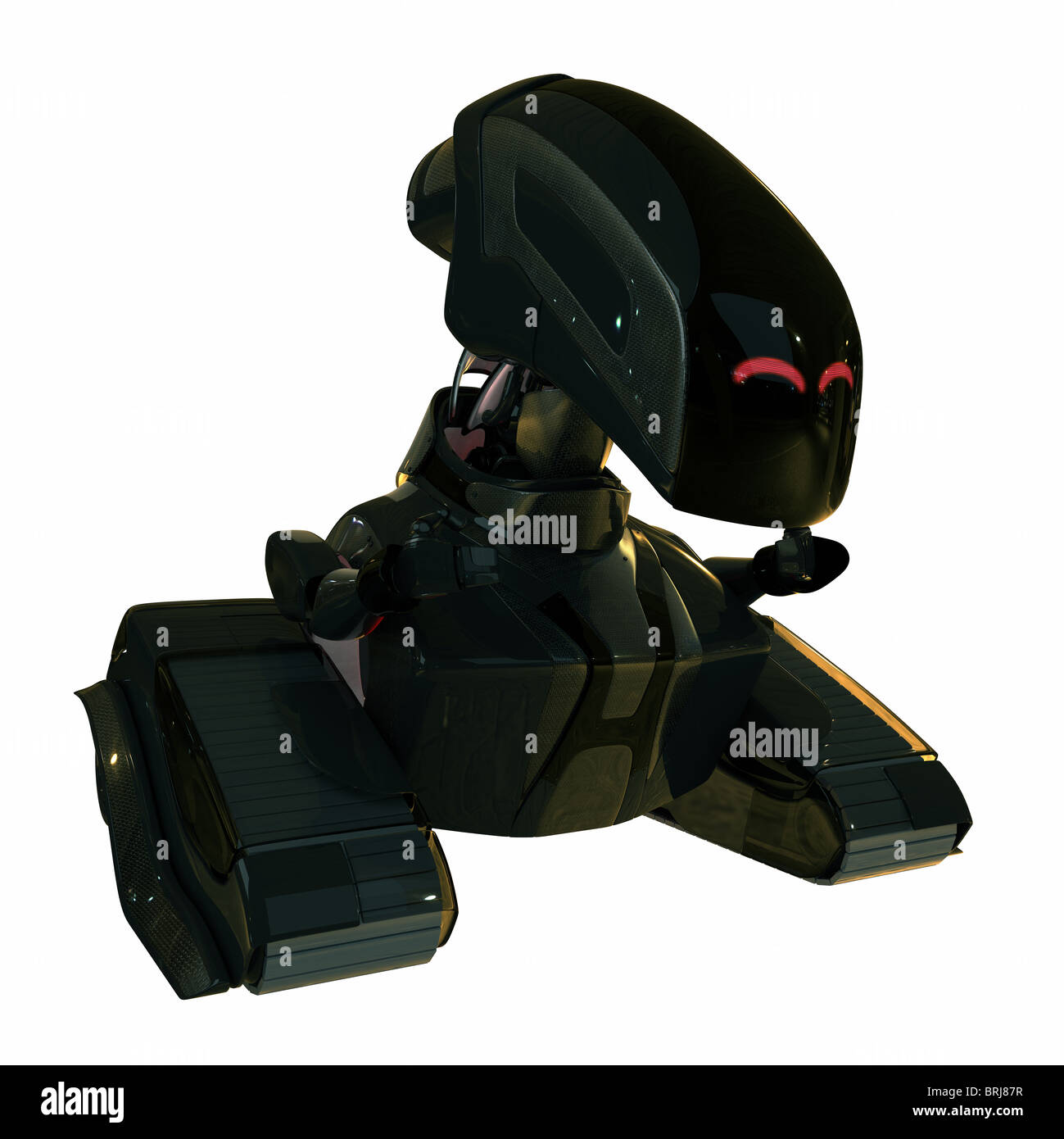 Cute 3d robotic toy on tracks isolated on white Stock Photo - Alamy