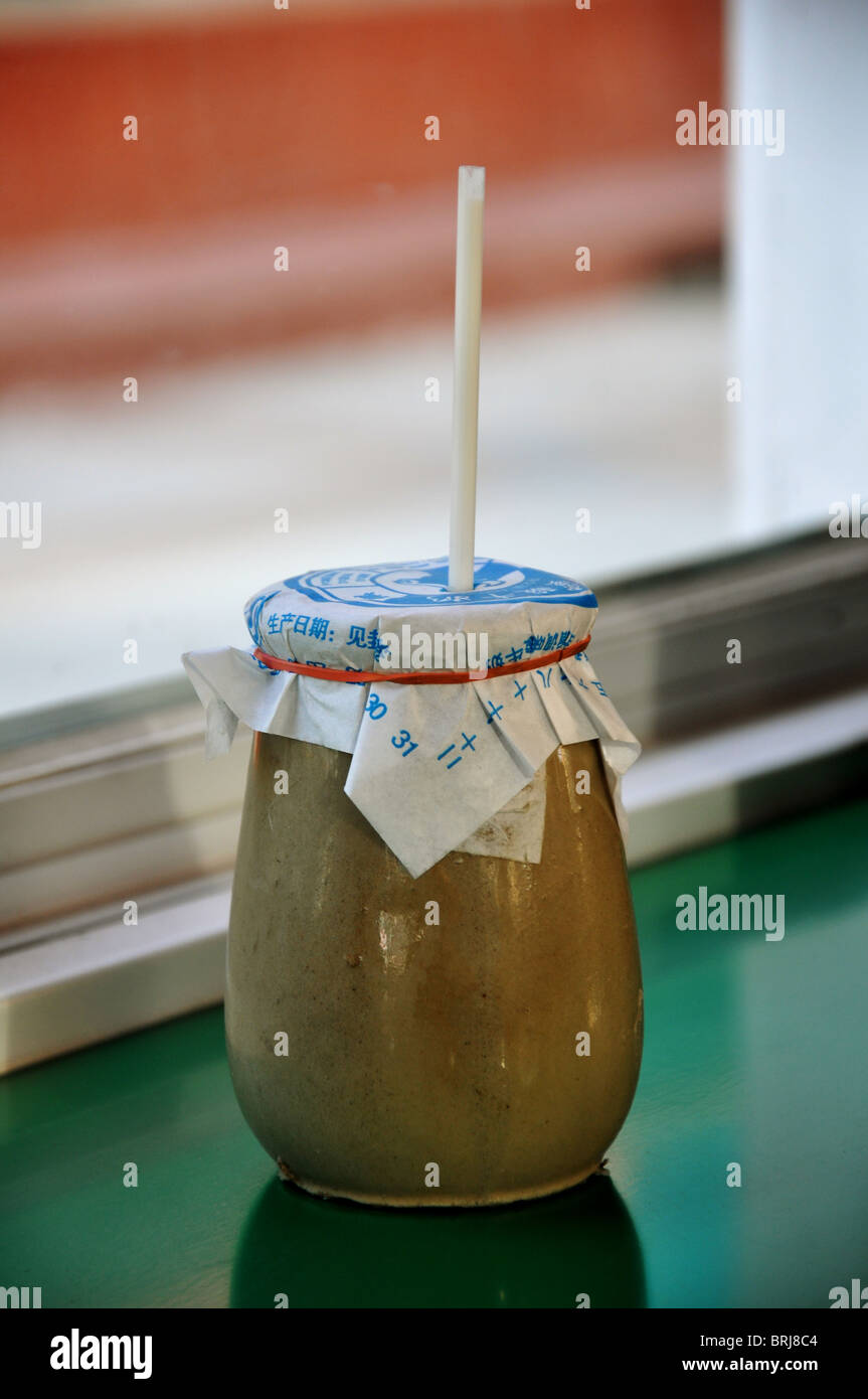 Chinese Yoghurt on a cafe in Beijing China Stock Photo - Alamy
