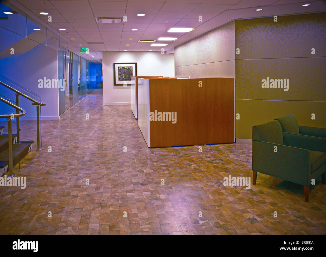 Business office cubicle furniture reception area Stock Photo - Alamy