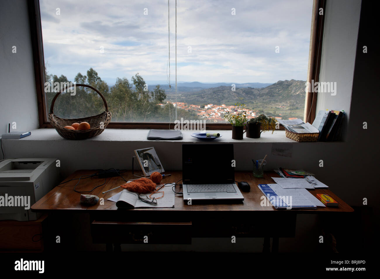 Office desk with a view Stock Photo - Alamy