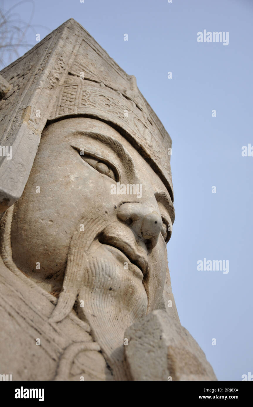 Stone guardian statue on the sacred path to the Ming Tombs in Beijing ...