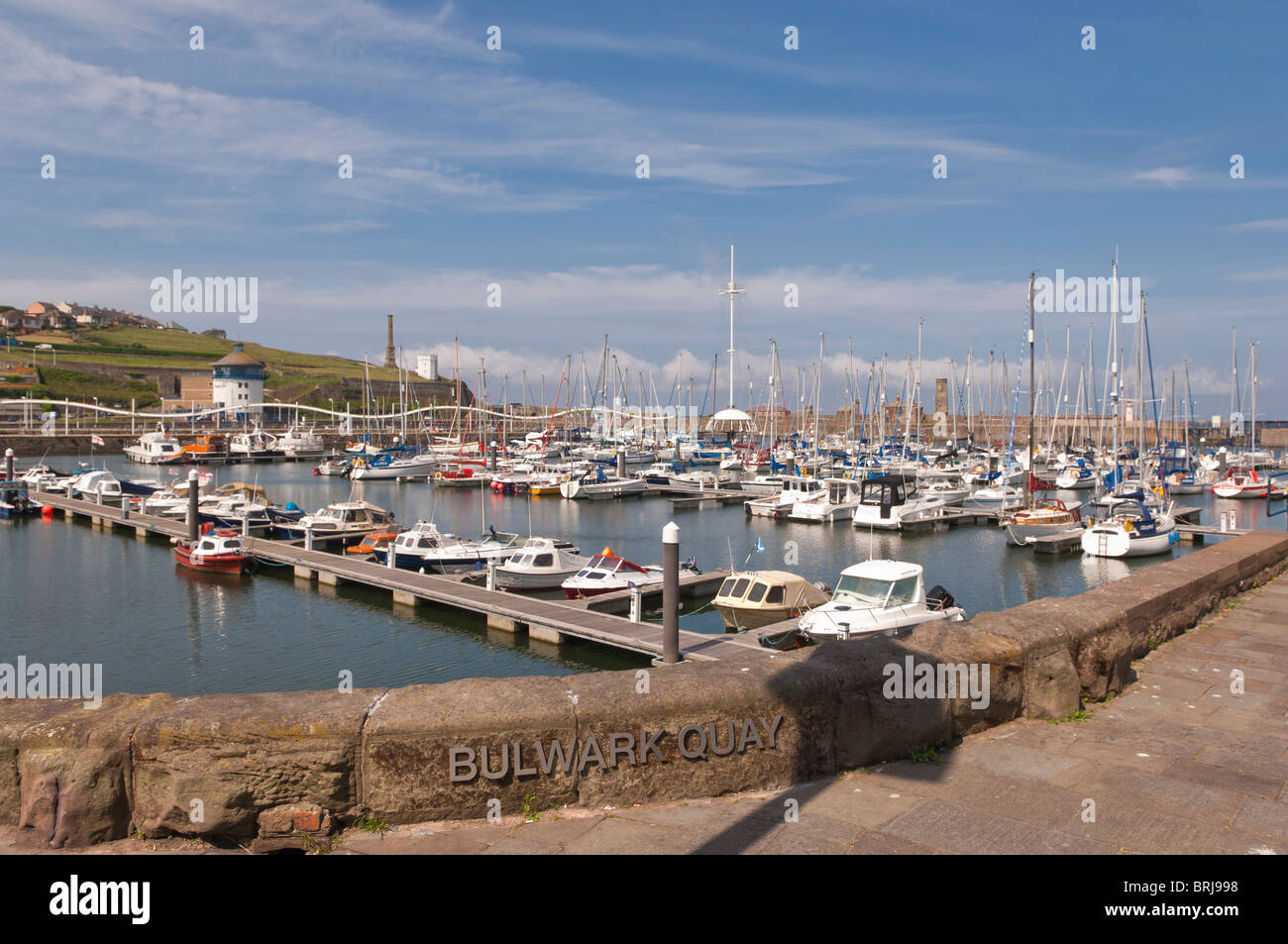 Boats in Bulwark Quay at Whitehaven marina and harbour on the west ...
