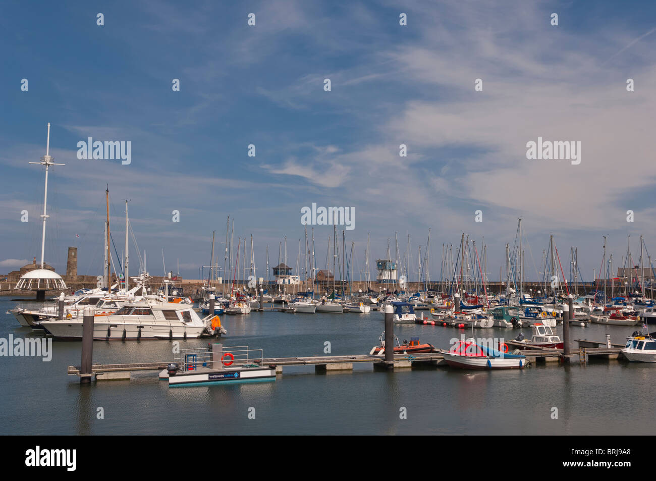 Boats in Bulwark Quay at Whitehaven marina and harbour on the west ...