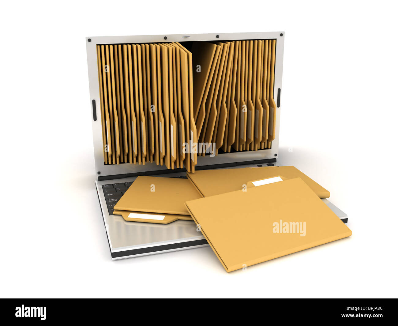 laptop and folder, on white background Stock Photo - Alamy