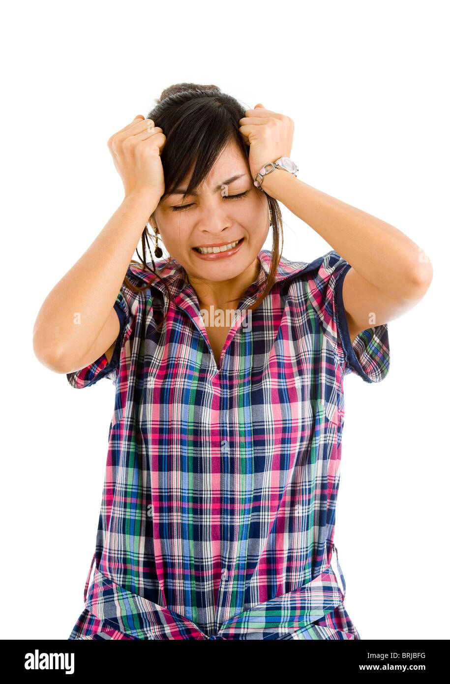 angry disappointed young woman isolated on white background Stock Photo ...